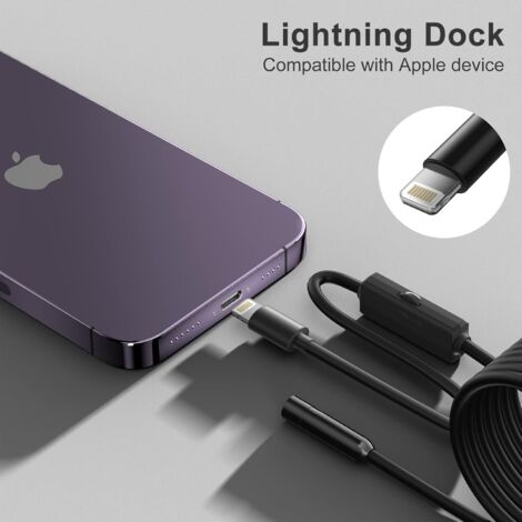 Endoscope for iPhone, ILIHOME Inspection Camera with 5.5mm Lens for, 5 ...