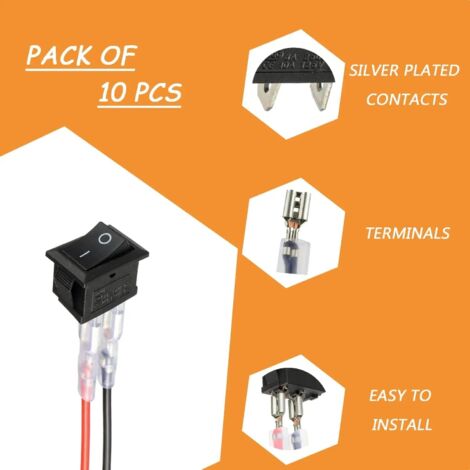 T85 KCD1-101 Mini Toggle Switch 2 Pin SPST Rocker Switch with Wiring ...