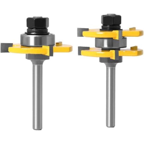 3Pcs 6mm Shank Carbide Chisel Bit Set - 3-Tooth T-Shaped Tongue and ...