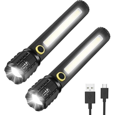 LED Flashlight, 2 Pack Flashlights, Bright Adjustable and Zoomable ...