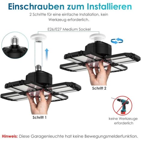 LED Workshop Light Garage Lighting 2 PCS, Deformable Ceiling Light with ...