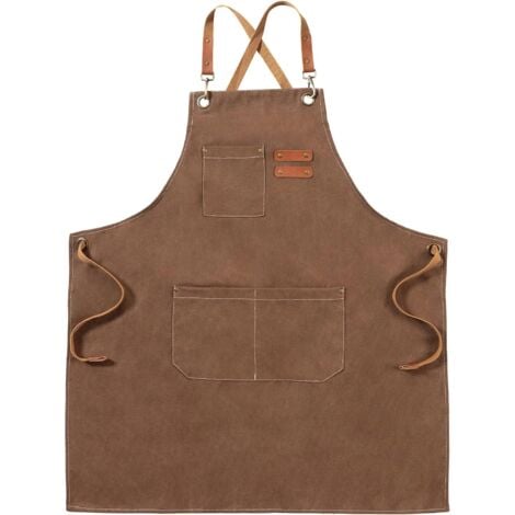 Brown Canvas Aprons, Work Aprons for Men Women, Chef Aprons, Apron for ...