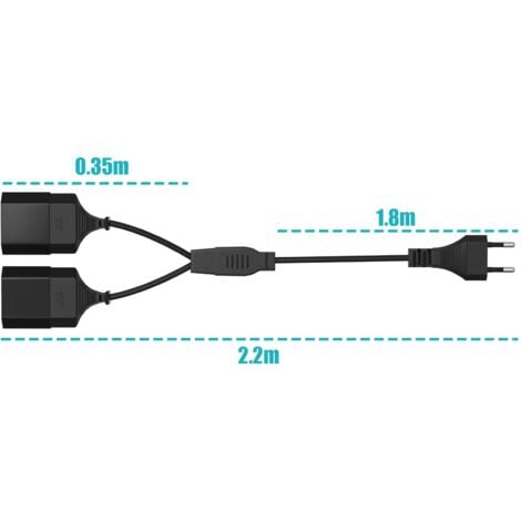 Power Extension Cable, 2 in 1 European to US Extension Cable, 0.75mm² ...