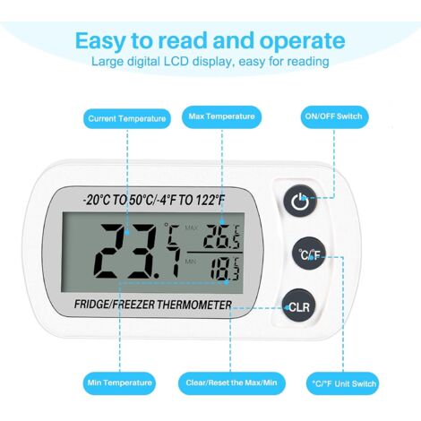 PCS Thermometer, Digital Refrigerator Freezer Temperature -20 to 50°C ...