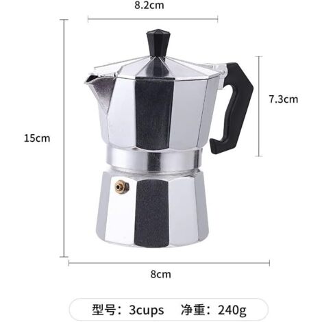 Aluminum espresso maker for 3 cups of coffee (150 ml)