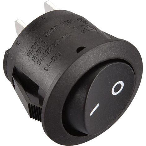 Pack Round Rocker Switches - 2 Terminals SPST, 6A, 250VAC, UL, VDE - Black
