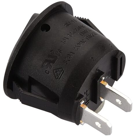 Pack Round Rocker Switches - 2 Terminals SPST, 6A, 250VAC, UL, VDE - Black