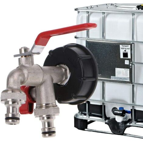 IBC S60X6 Double Outlet Brass Drain Valve, 1/2" Dual Valves, 1/2 ...