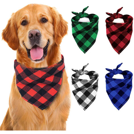 4pcs Classic Plaid Cotton Bandana Scarf Dogs Cats Triangle Scarf Pet ...