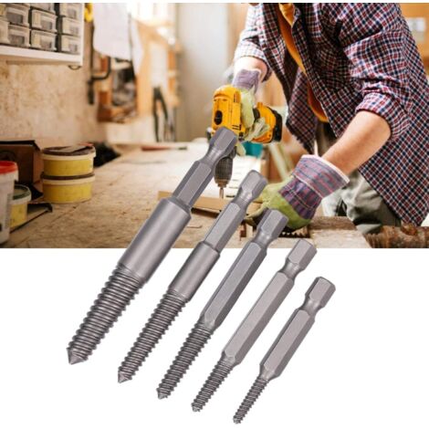 Screw Drill Bits, Stud Removal Tool, 5Pcs Broken Screw Extractor Hex ...