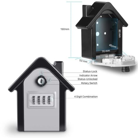 Wall Mounted Key Safe Box with Digital Code & Emergency Keys, Large Key ...