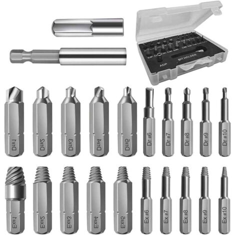 22 Pieces Damaged Screw Extractors, Damaged Screw Extractors, HSS Bolt ...