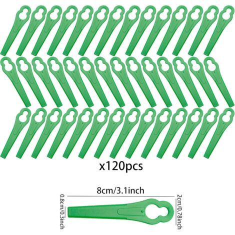 120 Pieces Replacement Blades for Grass Trimmer, Plastic Lawn Mower ...