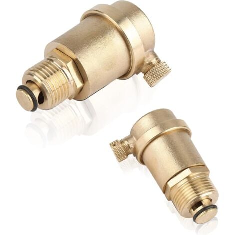 Set of 2 DN15 brass automatic purge valves with pressure limiter for ...