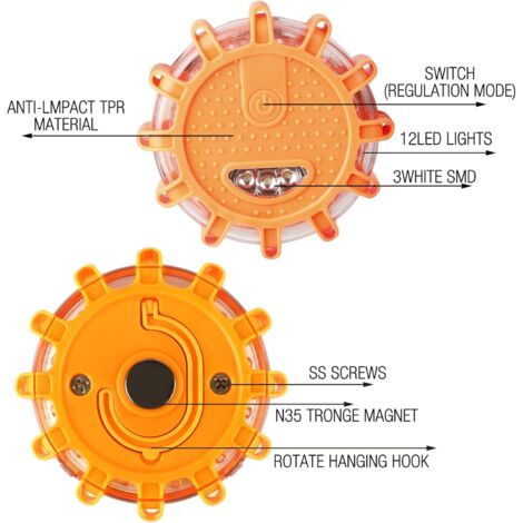 Orange LED Beacon, 2pcs LED Warning Light, Emergency Warning Light ...