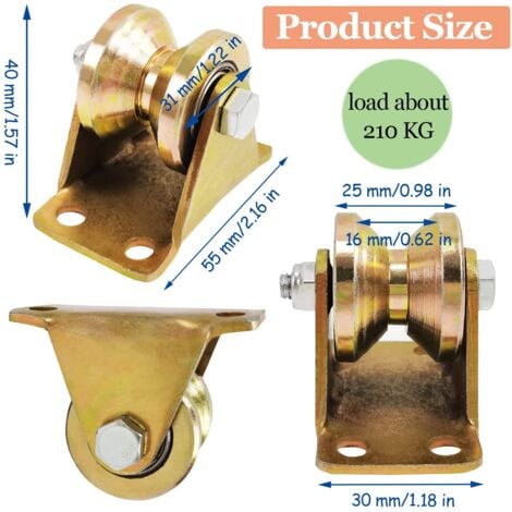 4 Pcs Single Pulley for Lifting Reeving - Rail Roller Gate Sliding ...