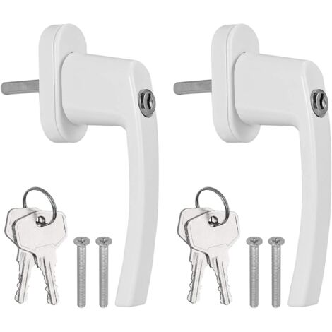 2PCS White Aluminum Key Lockable Window Handles Windows Balcony Door ...