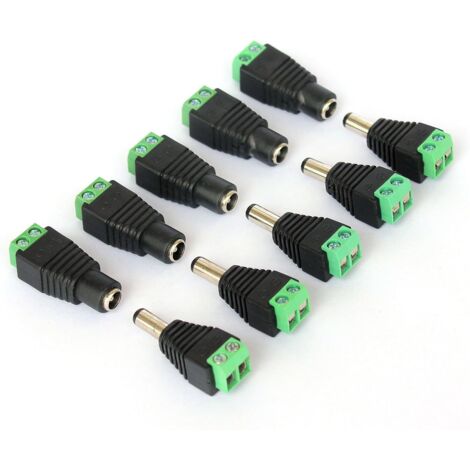 5x Male 5x Female DC Connector for CCTV Camera 2.1 x 5.5mm