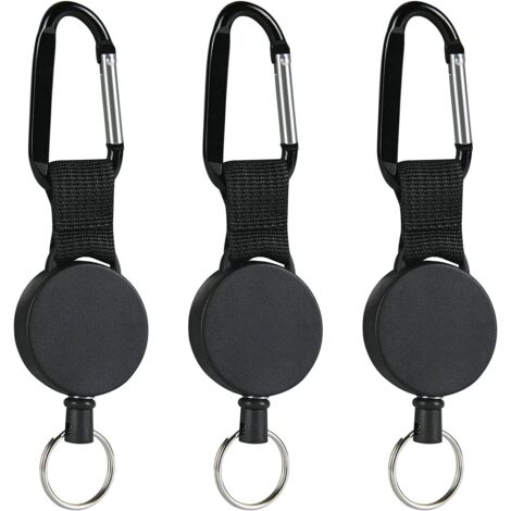 3 Pieces Retractable Keychain, Carabiner with Retractable Reel with ...