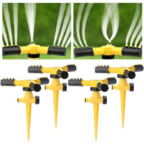 4 Pcs Lawn Sprinklers, 360° Rotating Garden Sprinkler Automatic Irrigation, Adjustable ...
