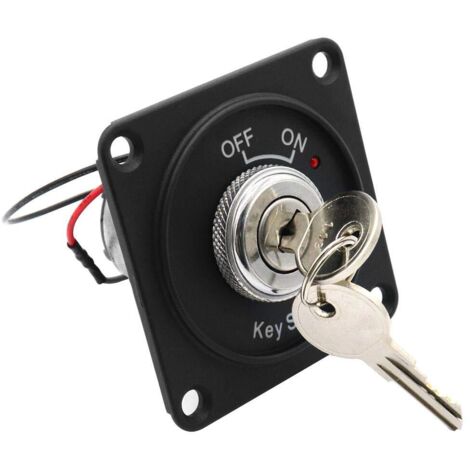 DC 12V 10A Ignition Switch 2 Positions On/Off Key Switch with Panel + 2 ...
