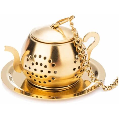 Tea Ball Teapot - Stainless Steel Infuser (Gold)