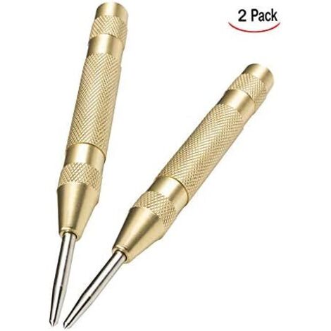 Set of 2 Automatic Center Punches for Metal or Wood (Gold)
