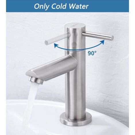 Bathroom Mixer Tap, Single Lever Sink Faucet, Stainless Steel, Grey