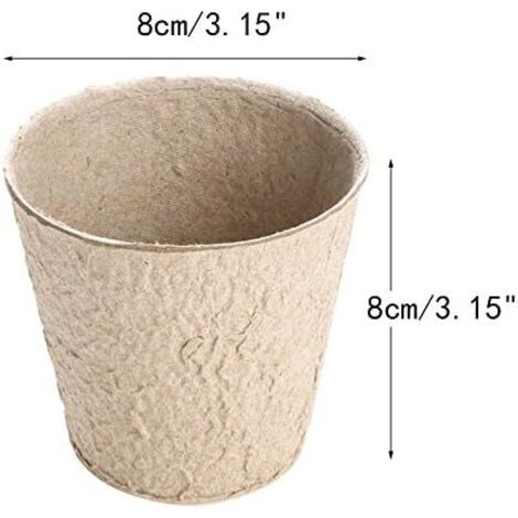 50 Pieces 8 CM Small Biodegradable Fiber Seed Pots for Seedlings