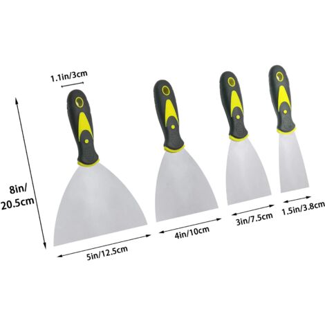 Wallpaper Scrapers, 1.5'', 3'', 4'', 5'' Wide, Putty Knife Set, Metal Spackle Knives Painting ...