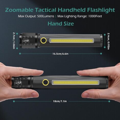 LED Flashlight, 2 Pack Flashlights, Bright Adjustable and Zoomable ...