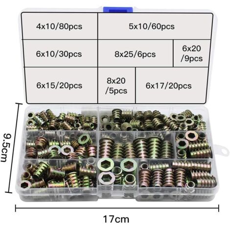 230 Pieces Zinc Alloy Hexagon Threaded Insert Nuts Threaded Insert Nuts ...