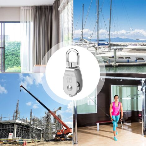 Pcs M15 Swivel Single Pulley Heavy Duty Stainless Steel Single Pulley ...