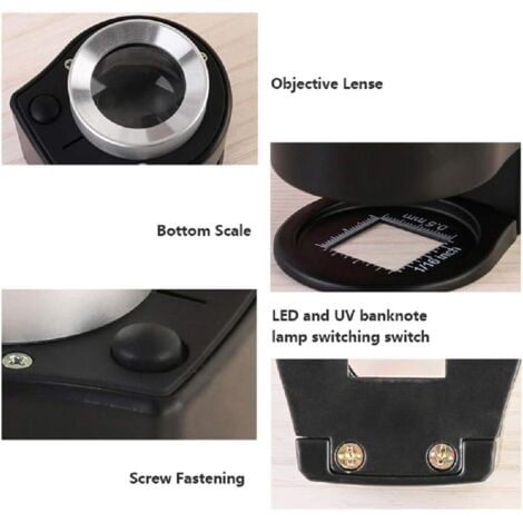 30X Illuminated Magnifying Glass, 6 Lights Desktop Metal Magnifier ...