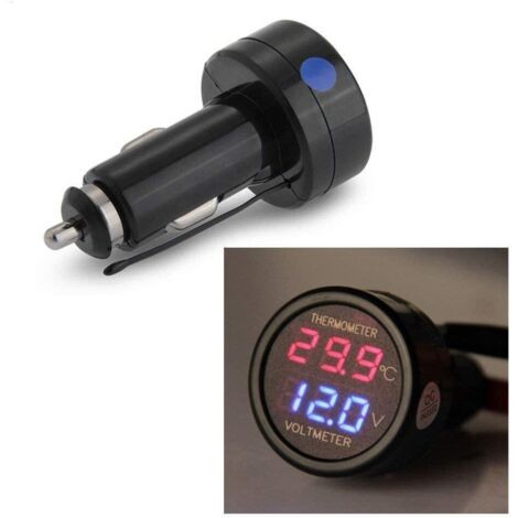 2 in 1 Voltmeter + Thermometer Car Auto Truck Bus Motorcycle Battery Voltage Temperature Digital ...