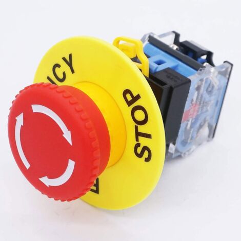 AC 440V 10A Red Mushroom Emergency Stop Push Button Switch 22mm NO NC ...