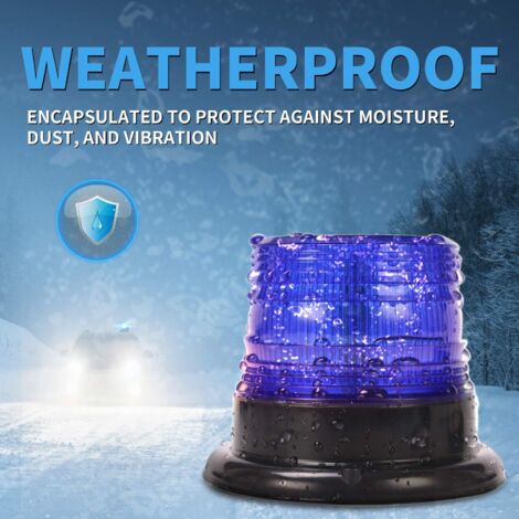 Blue LED Beacon, Magnetic Flashing Warning Light for Vehicle with 12 ...