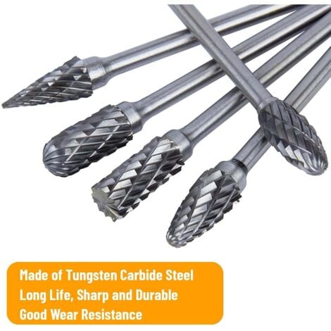 Carbide Rotary Burr Set, 10pcs Double Cut Burrs for Dremel Accessories ...