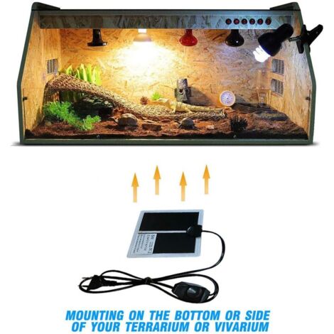 Reptile Heating Pad Adjustable Thermostatic Terrarium with Temperature ...