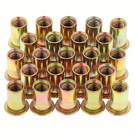 50 Pieces M12 Threaded Rivet Nut Flat Head, Zinc Plated Carbon Steel ...