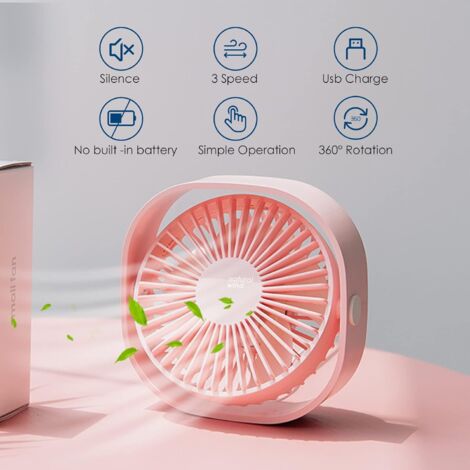USB Fan Mini Portable Fan Quiet Fan Desk Fan 3 Speed Adjustable USB ...