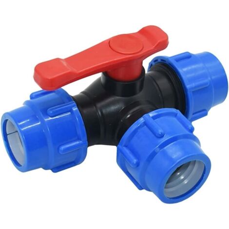 Shut-off Ball Valve,32mm Three-way Ball Valve Quick Connect PVC PE Pipe ...