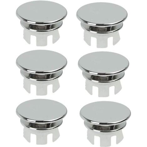 6 Pcs Chrome Overflow Plugs Bathroom Sink Toilet Overflow Drain Hole ...