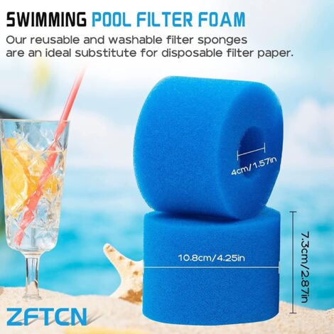 4 Pack Reusable & Washable Pool Filter Foam Filters - S1 Type Filter Sponge