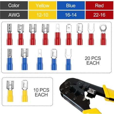 280pcs 15 types electrical crimp terminals, electrical crimp connectors ...