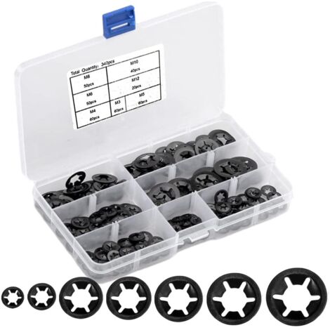 340Pcs M3/M4/M5/M6/M8/M10/M12 Lock Washers with Box Starlock Internal ...