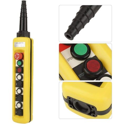 Crane Chain Hoist Push Button Switch with Emergency Stop, Station Pendant Lift Controller, Chain ...