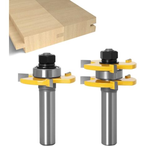 1/2"(12.7mm) Shank Matched Tongue and Groove Router Bit Set 3 Teeth T ...