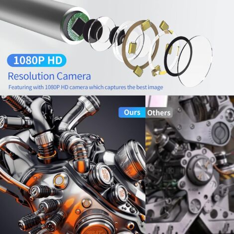 Industrial Endoscope, 5.5mm Endoscope Camera, 1080P HD IP67 Waterproof ...