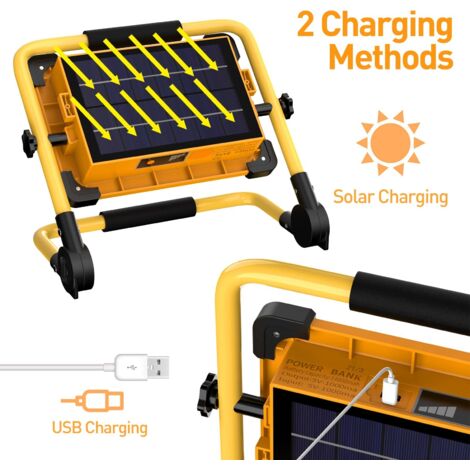 100W Solar Rechargeable LED Work Light, 120 LED Work Lamp, 12000mAH ...